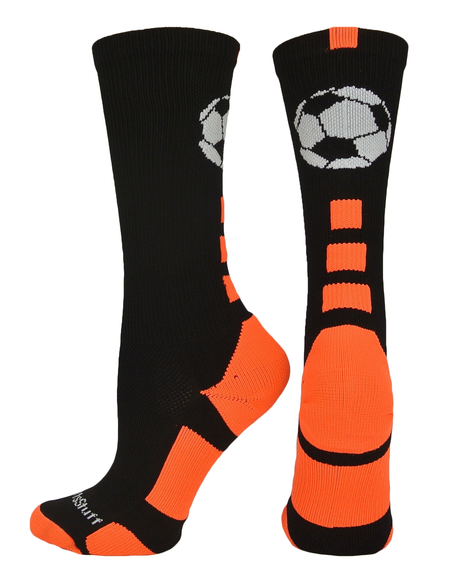 Soccer Ball Crew Socks (Black/Neon Orange, Small) - Walmart.com
