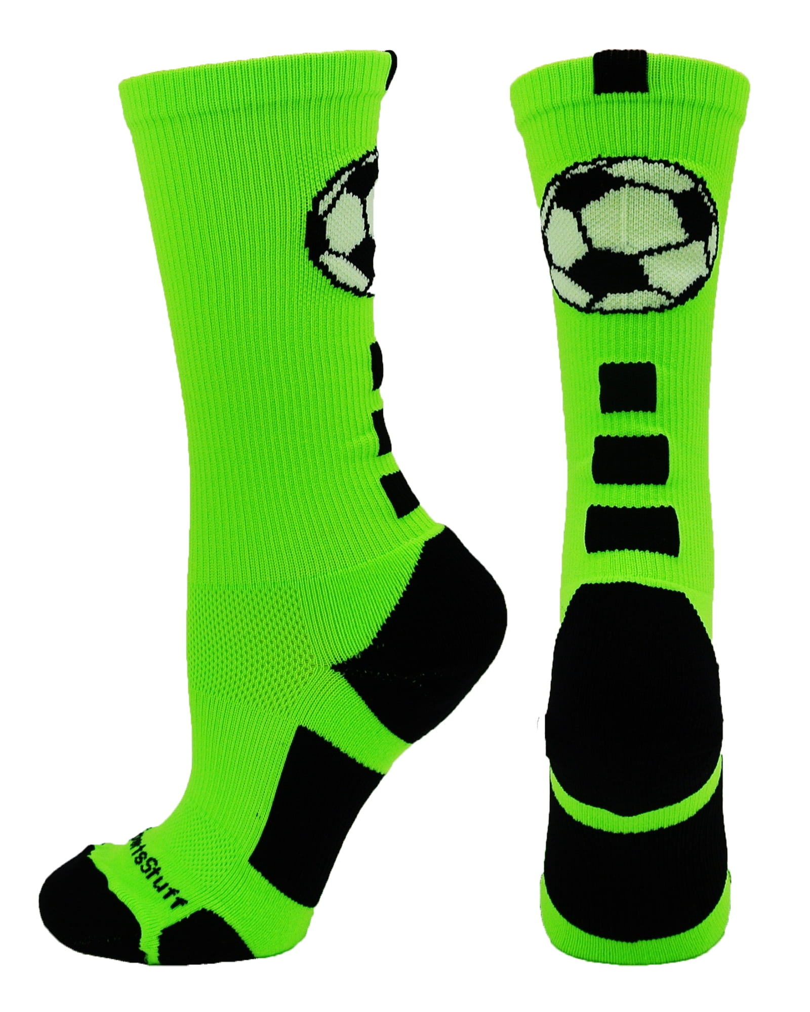 Soccer Ball Crew Socks (Neon Green/Black, Medium) - Walmart.com
