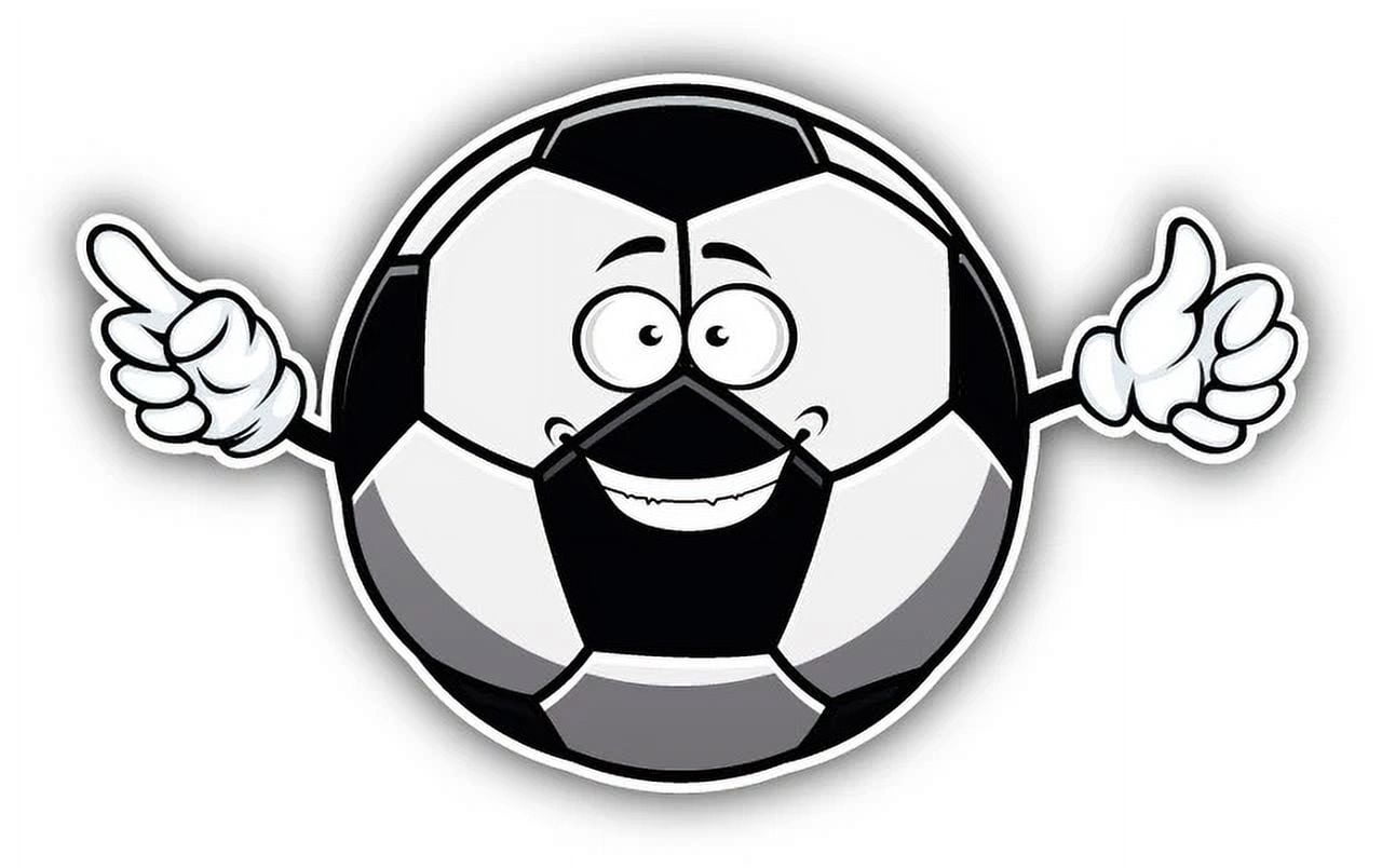 Soccer Ball Face Mascot Car Sticker Phone Decal Water Bottle Stickers ...
