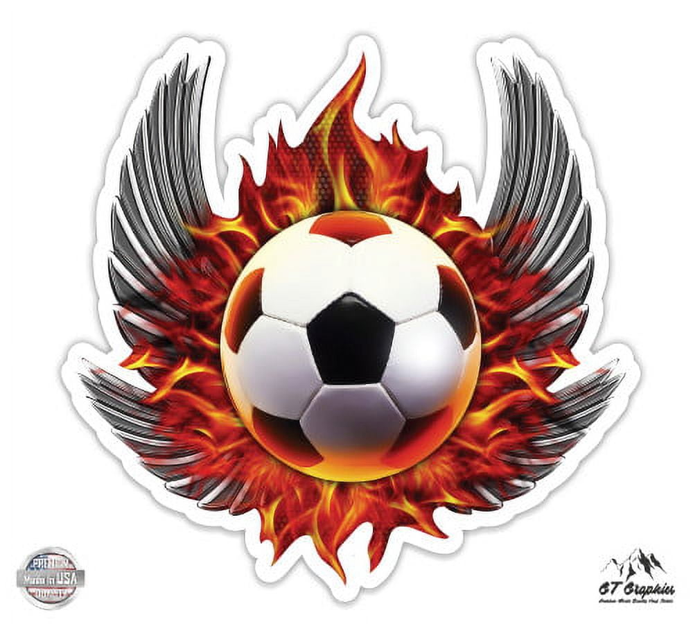 Soccer Ball Fire - 5" Vinyl Sticker - For Car Laptop I-Pad - Waterproof ...