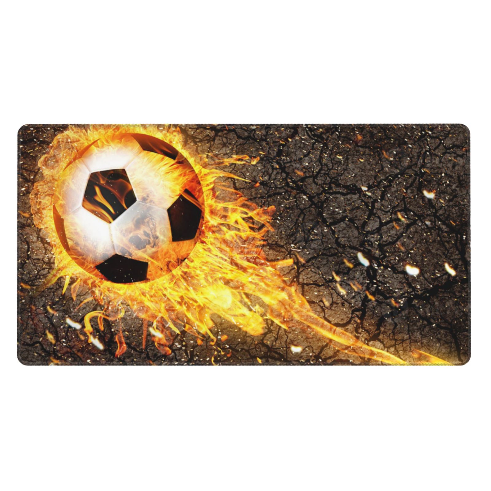 Soccer Ball In Burning Fire Flames Mousepad Large Mouse Pad Desk Pad ...