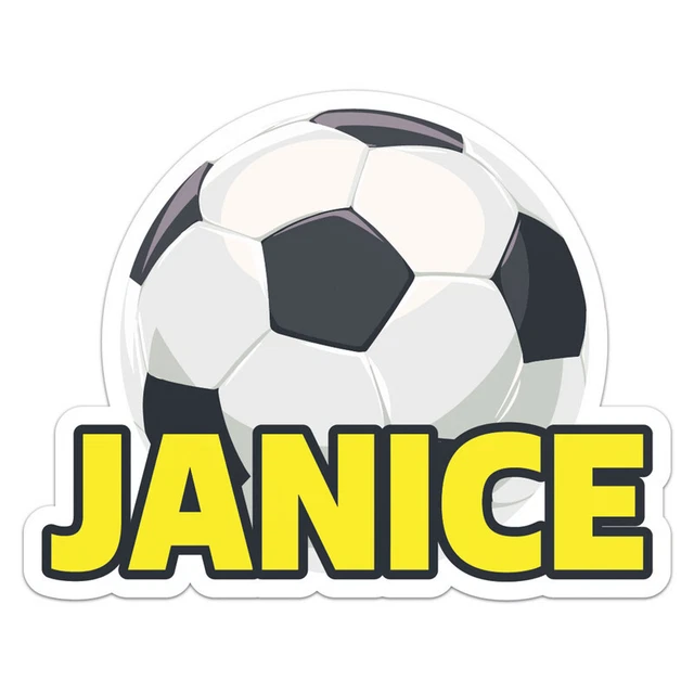 Soccer Ball Janice Name Sticker Phone Decal Water Bottle Stickers Car ...