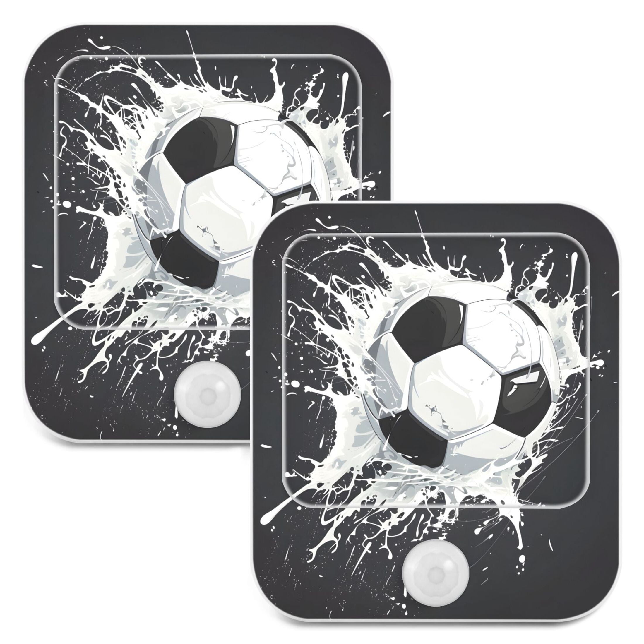 Soccer Ball LED Motion Sensor Night Light 2 Pcs Plug-in Wall Lamp Dusk ...