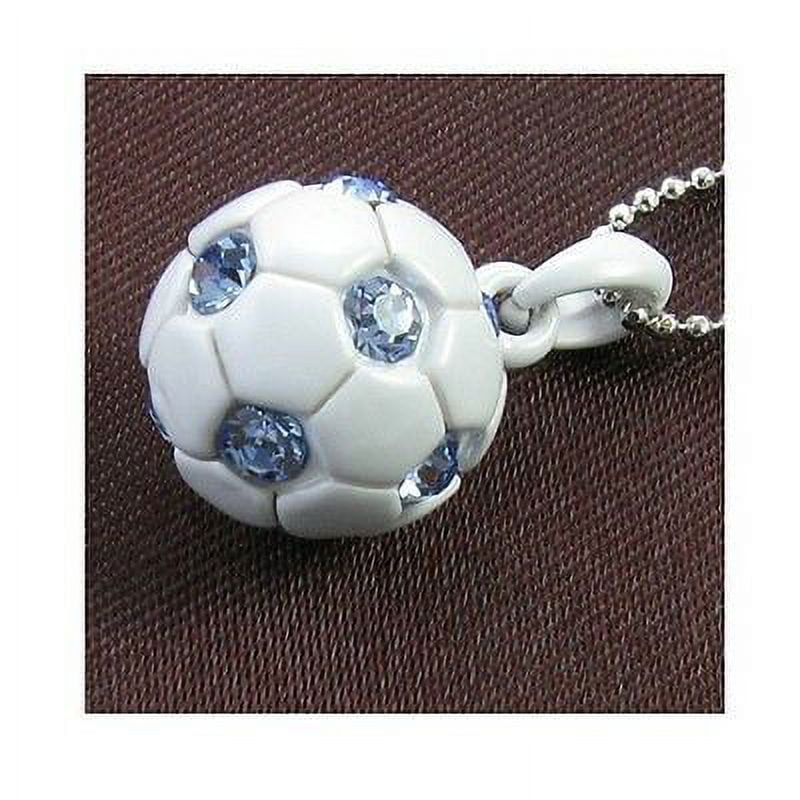 Soccer Ball Light Blue Crystal Rhinestones Sports Necklace Chain Charm ...