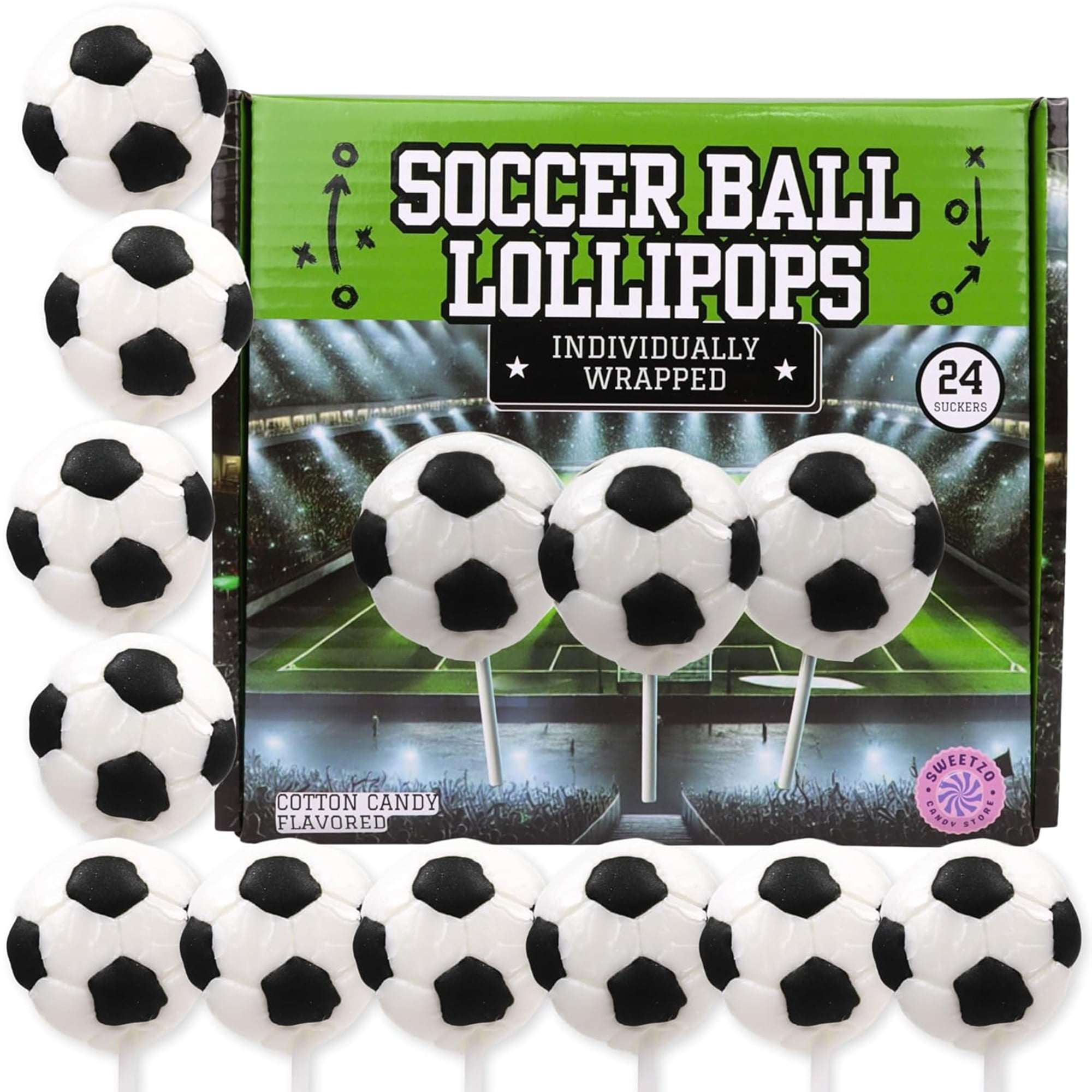 Soccer Ball Lollipops, Birthday Party Candy Favors, 24 Count Box, 10.16 ...