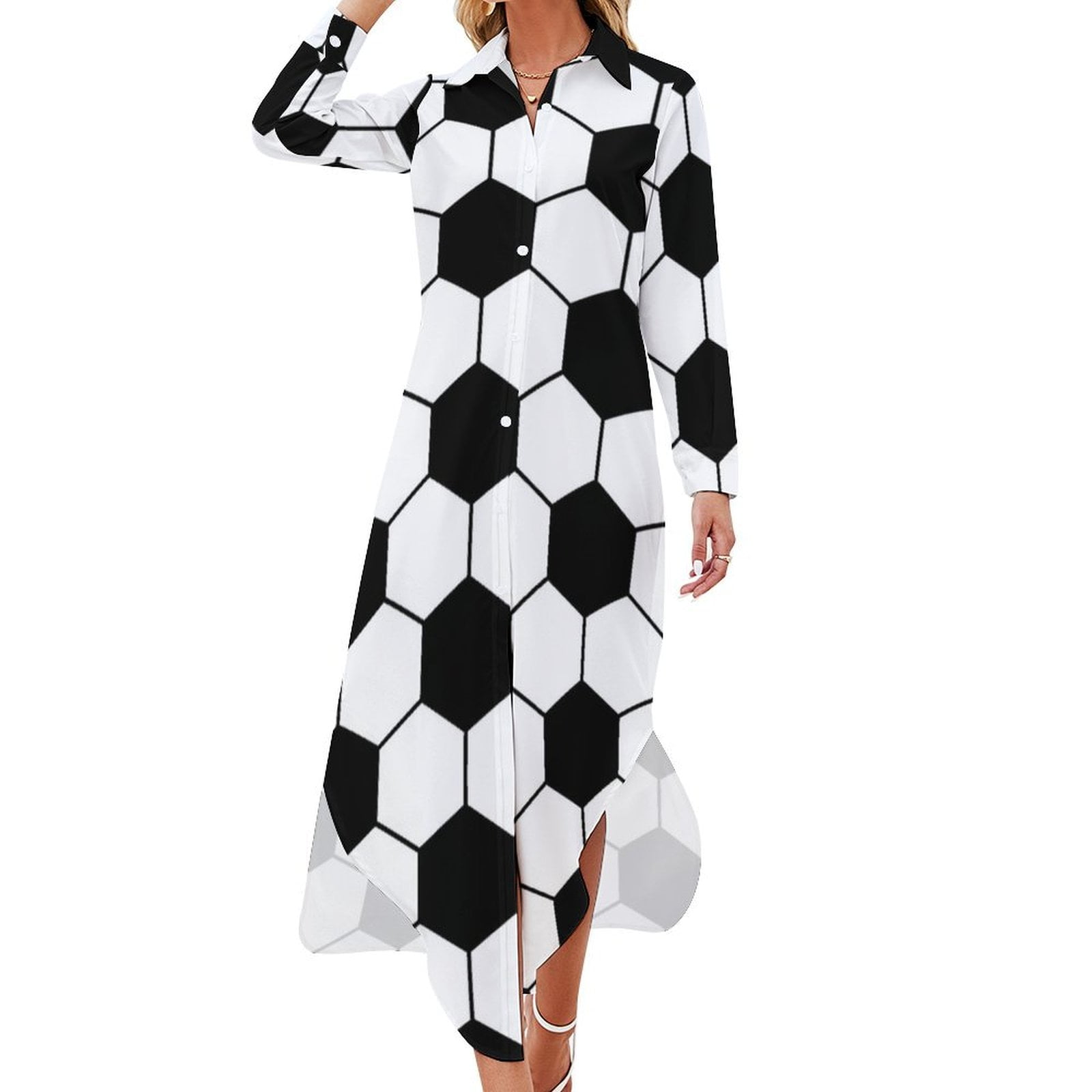 Soccer Ball Long Sleeved Shirt Dress elegant chic wedding evening ...