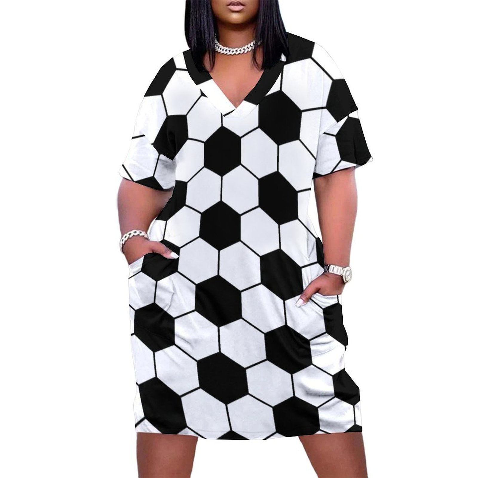 Soccer Ball Loose Pocket Dress womens clothing women"s clothing korea ...