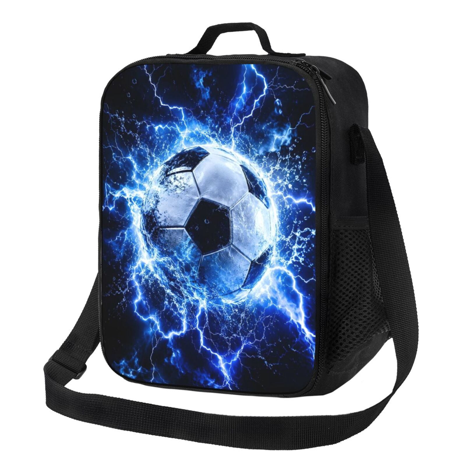Soccer Ball Lunch Bag Insulated Thermal Lunch Box with Shoulder Strap ...