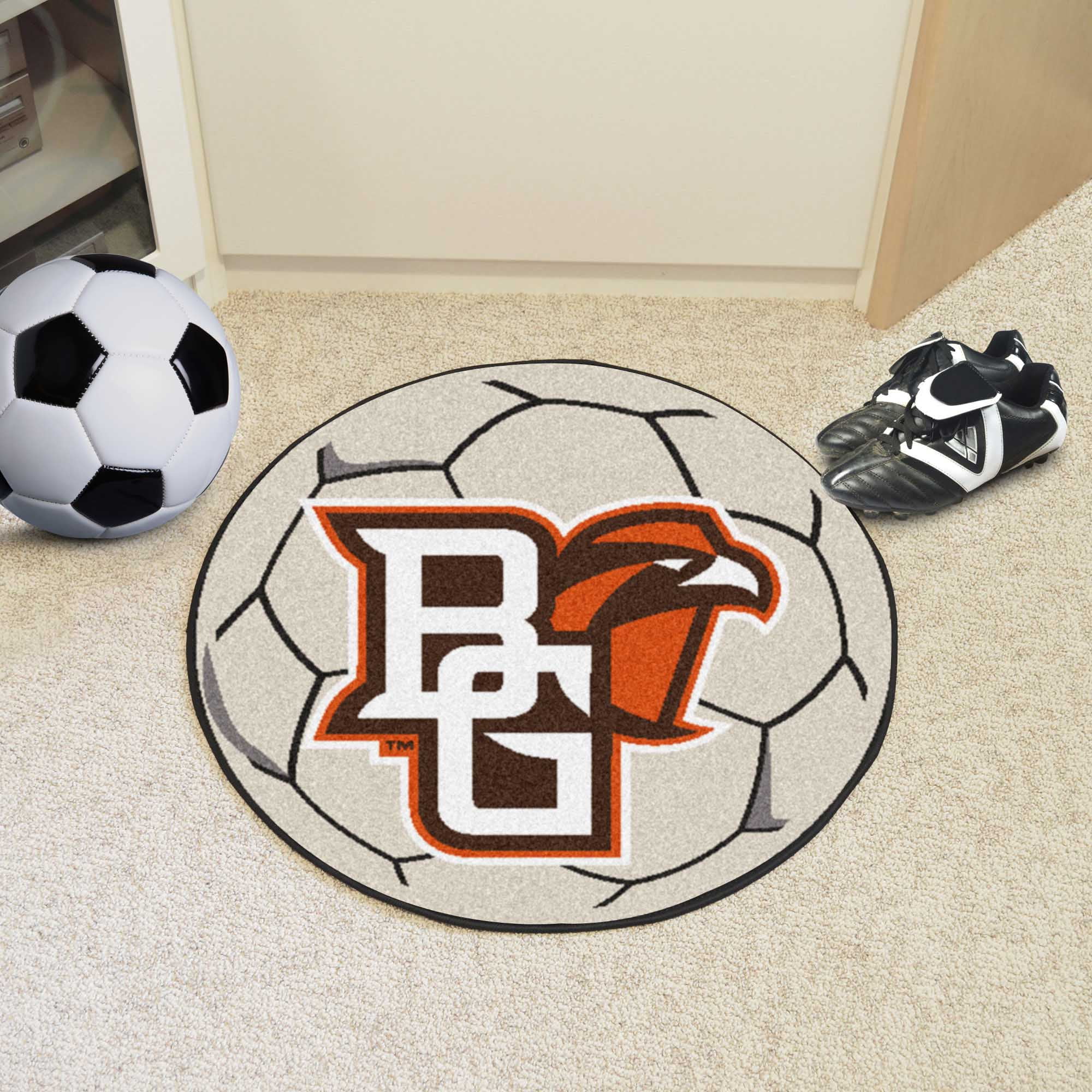 Soccer Ball Mat - Falcons Bowling Green State University 27" diameter ...