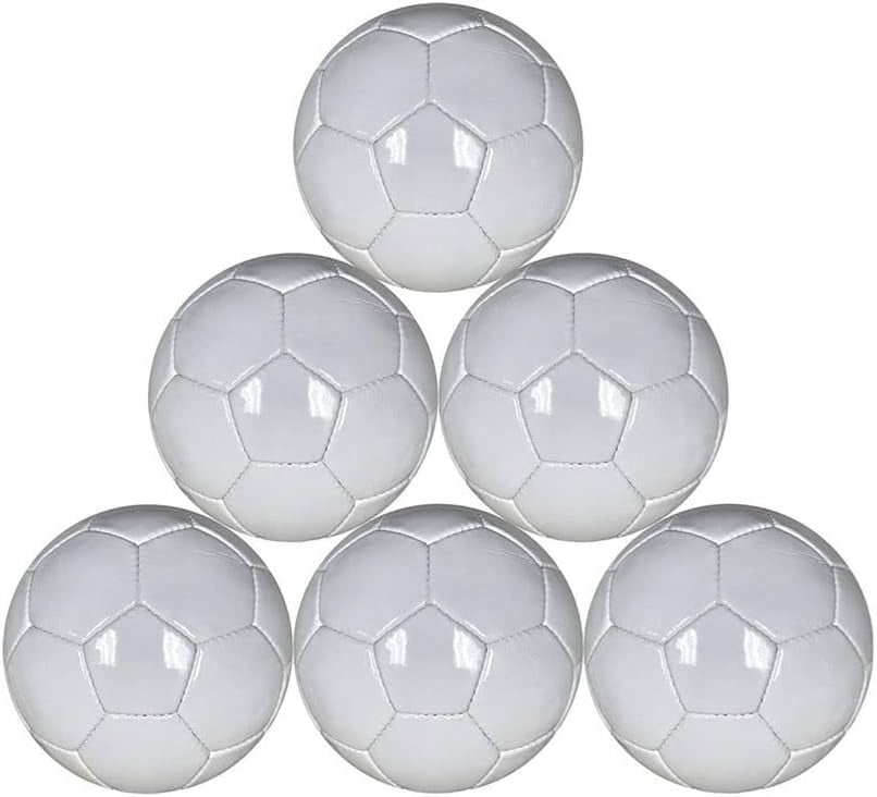 Soccer Ball, Mini Size 2, Set of 6, All White, PU/PVC, Latex Bladder ...