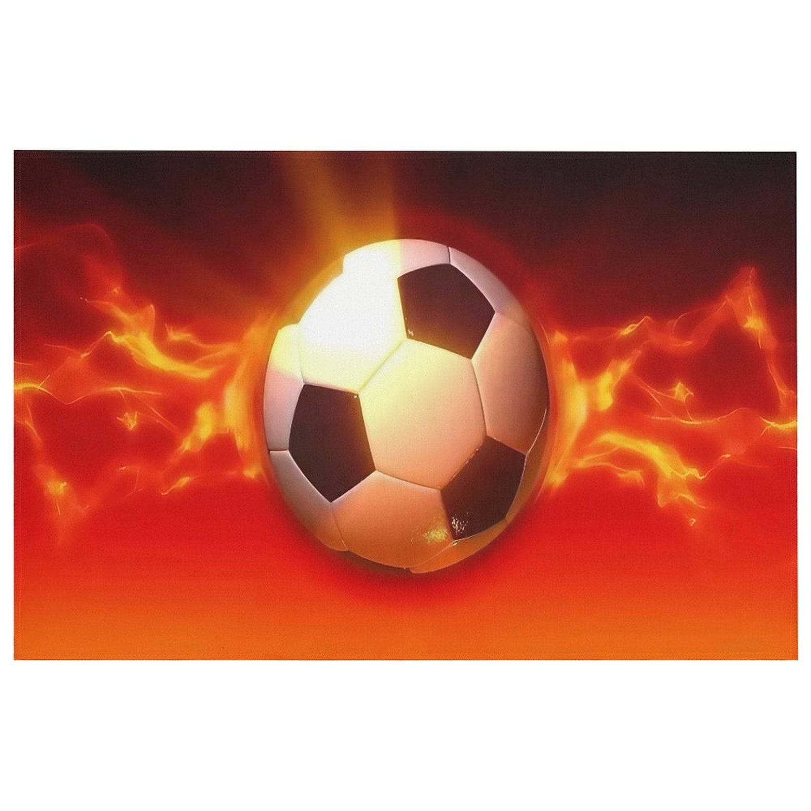 Soccer Ball On Fire Adult Home Decor Bedroom Living Room Crystal Velvet ...