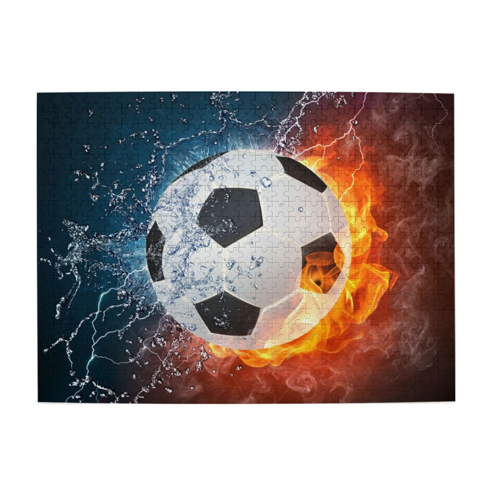 Soccer Ball On Fire And Water, Jigsaw Puzzles 500 Pieces Wooden Jigsaw ...