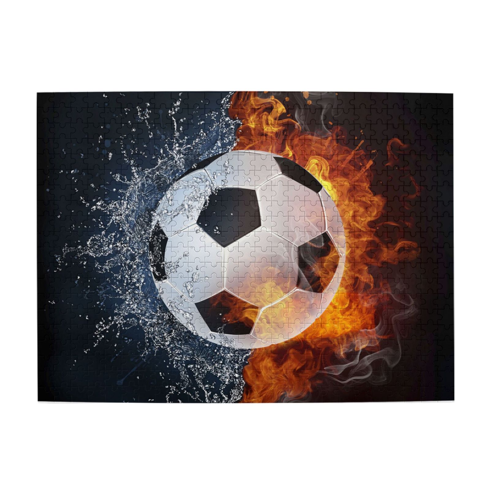 Soccer Ball On Fire Water, Jigsaw Puzzles 500 Pieces Wooden Jigsaw Toy ...