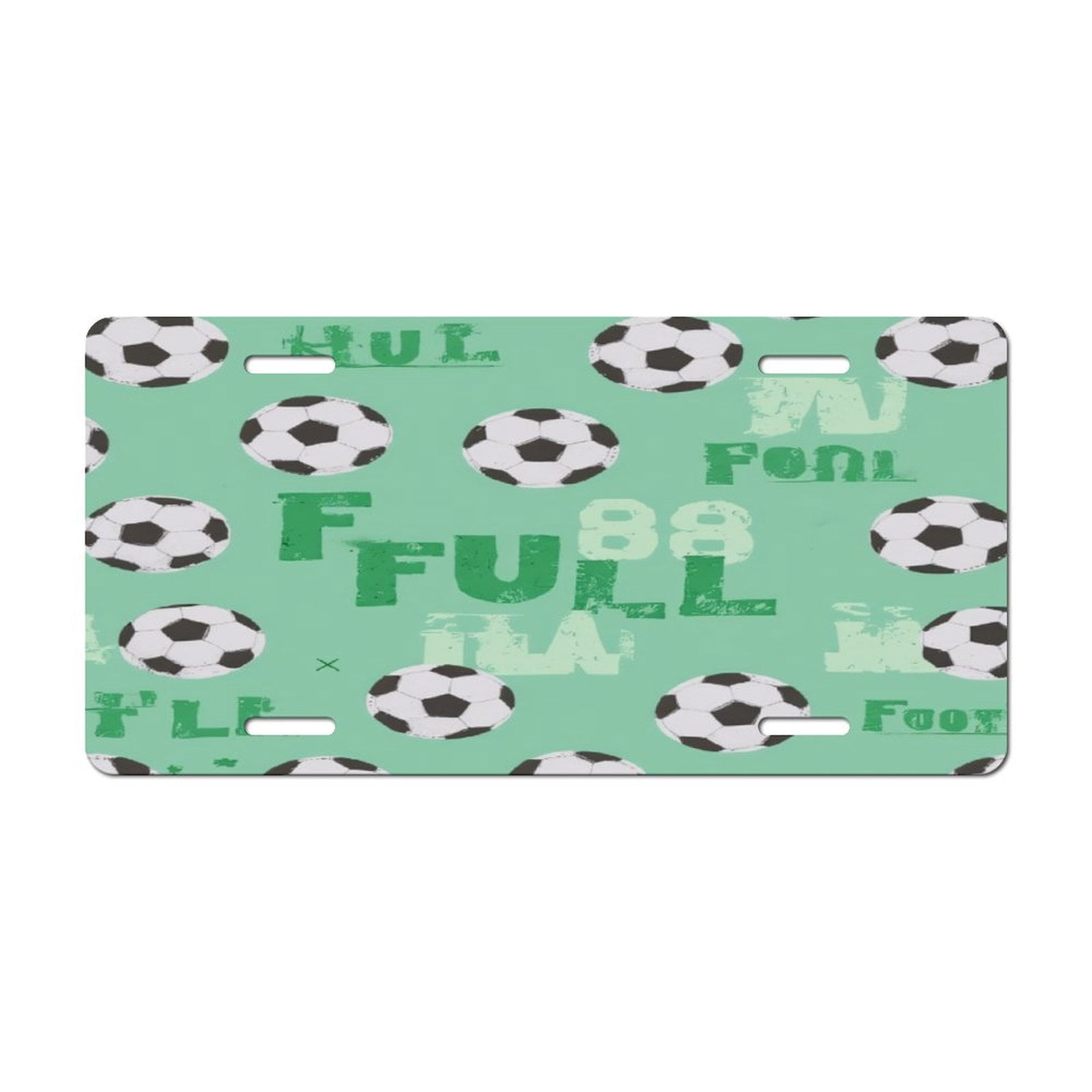 Soccer Ball Pattern Green Background Car Decorative Front License Plate ...