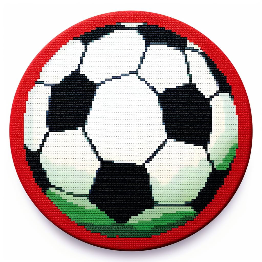 Soccer Ball Round Shape Stamped Cross Stitch Kits for Beginners Easy ...