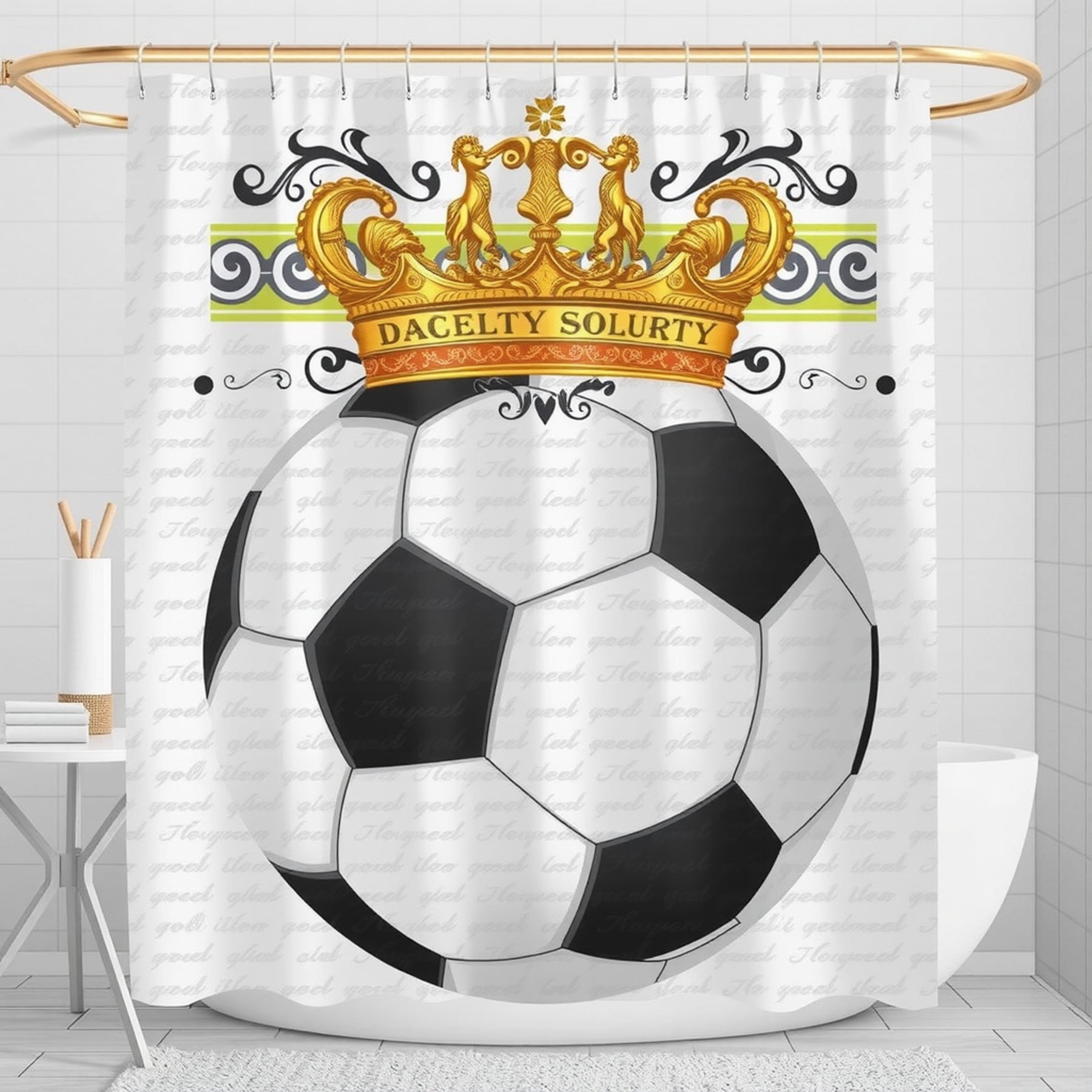 Soccer Ball Shower Curtain with Decorative Patterns - Playful ...