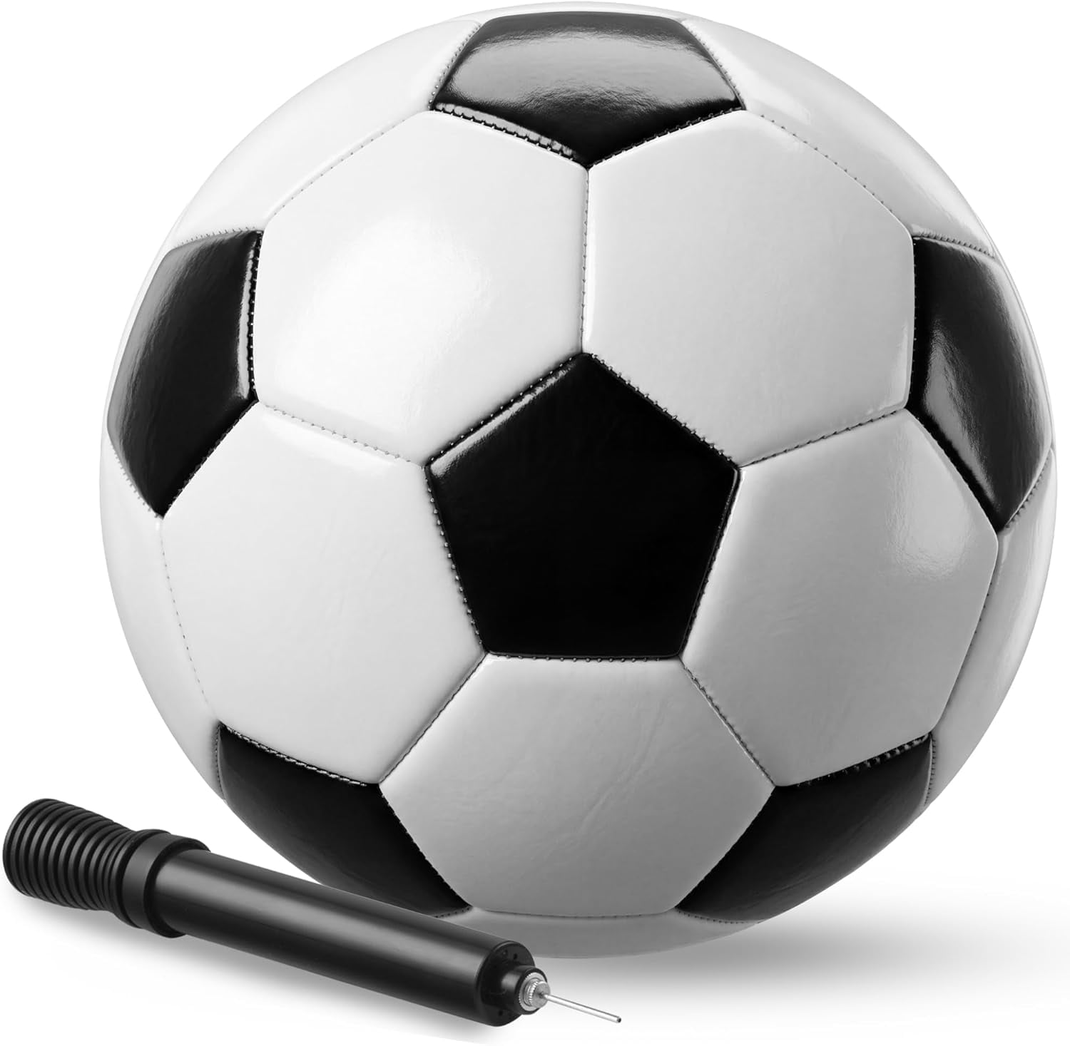 Soccer Ball Size 4 with Pump Black and White Training Ball for Youth ...