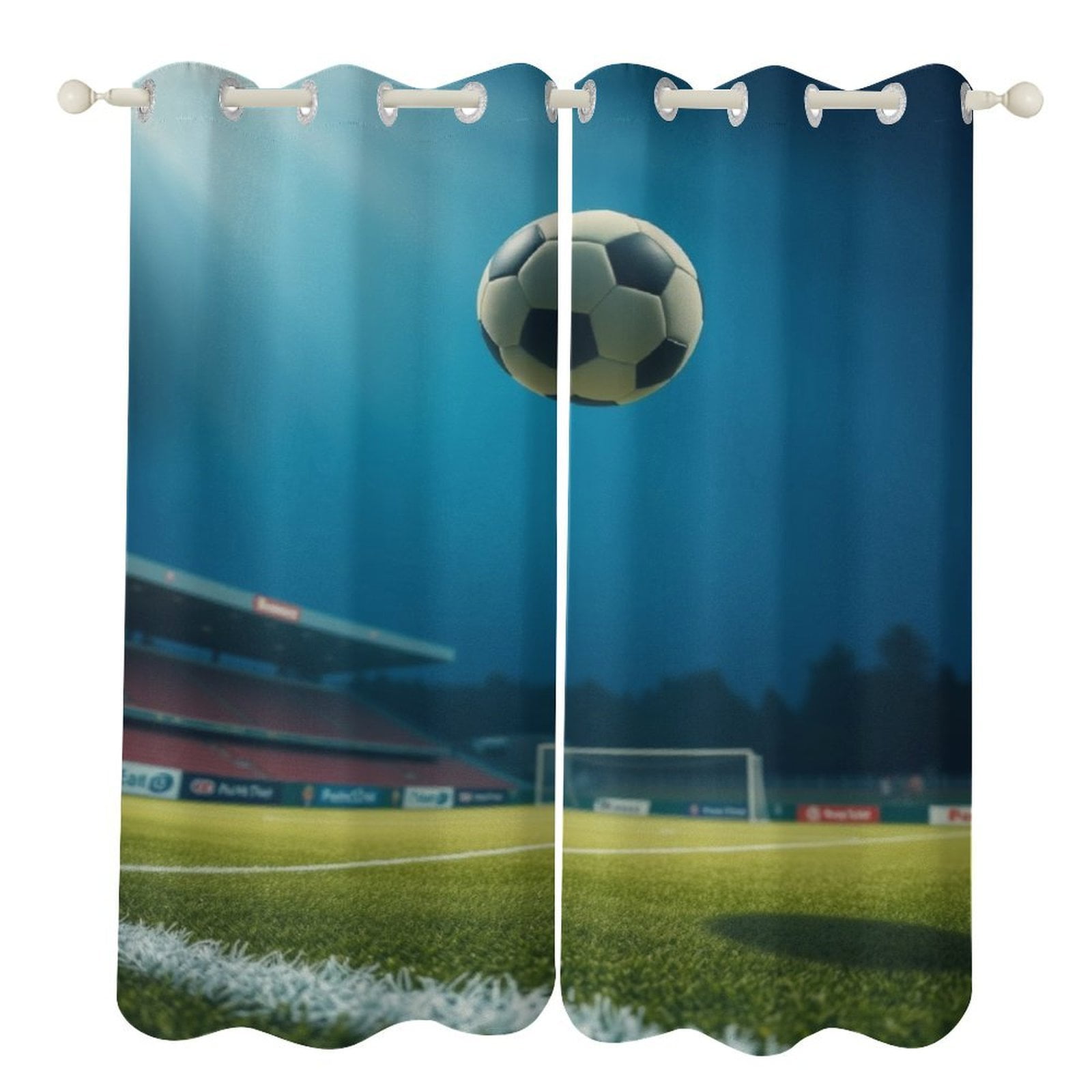 Soccer Ball Stadium Night Blackout Window Curtains for Bedroom Living ...