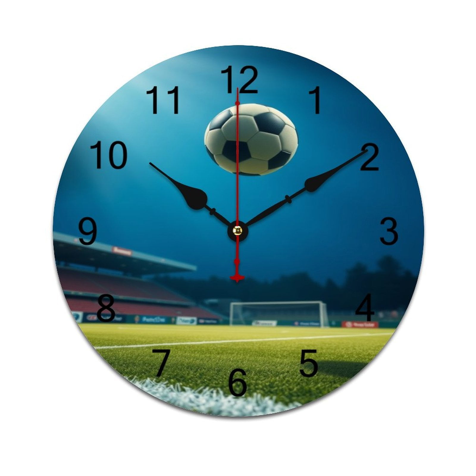 Soccer Ball Stadium Night Time Decorative Wall Clocks Round Large Wall ...