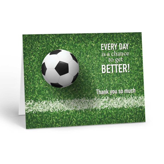 Soccer Ball Thank You Note Card - 10 Thank You Note Cards and Envelopes ...