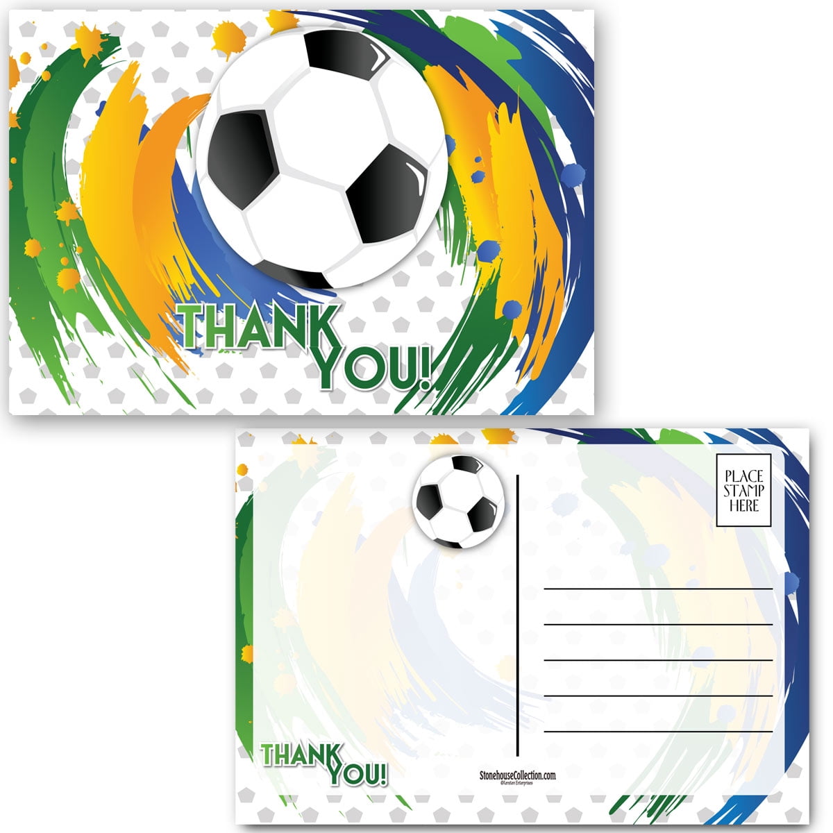 Soccer Ball Thank You Postcards - 4 x 6 Soccer Postcards 40 Cards Per ...