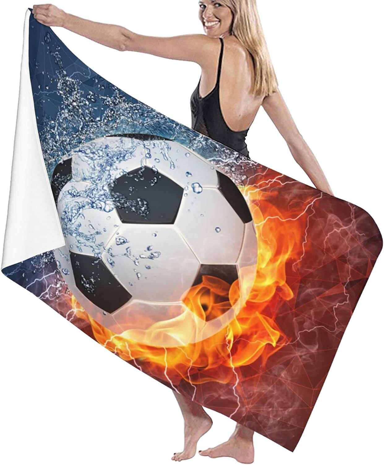 Soccer Ball Towels Sports Bath Towel Microfiber Beach Towels for Adults ...