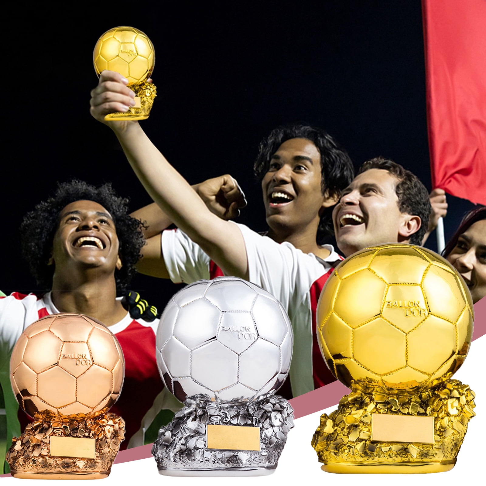 Soccer Ball Trophy - 9.45 inch Champion Trophy Best Player Golden Ball ...
