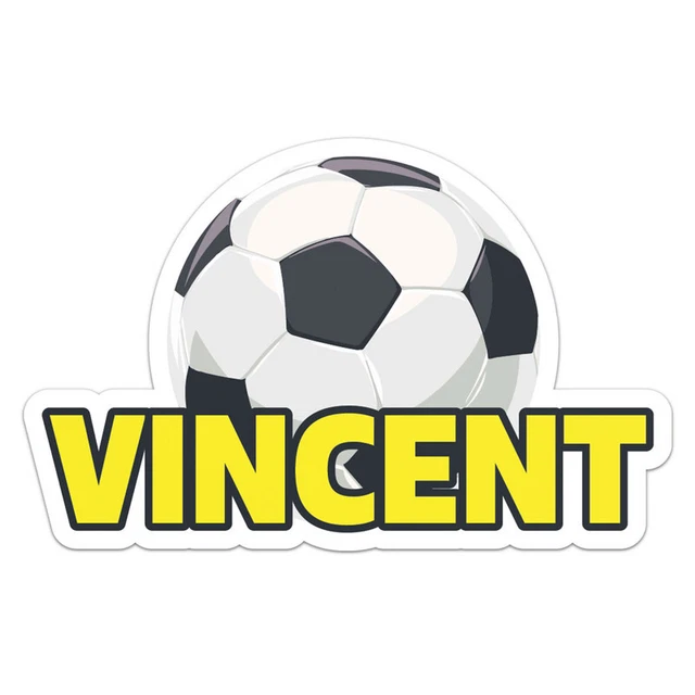 Soccer Ball Vincent Name Sticker Phone Decal Water Bottle Stickers Car ...