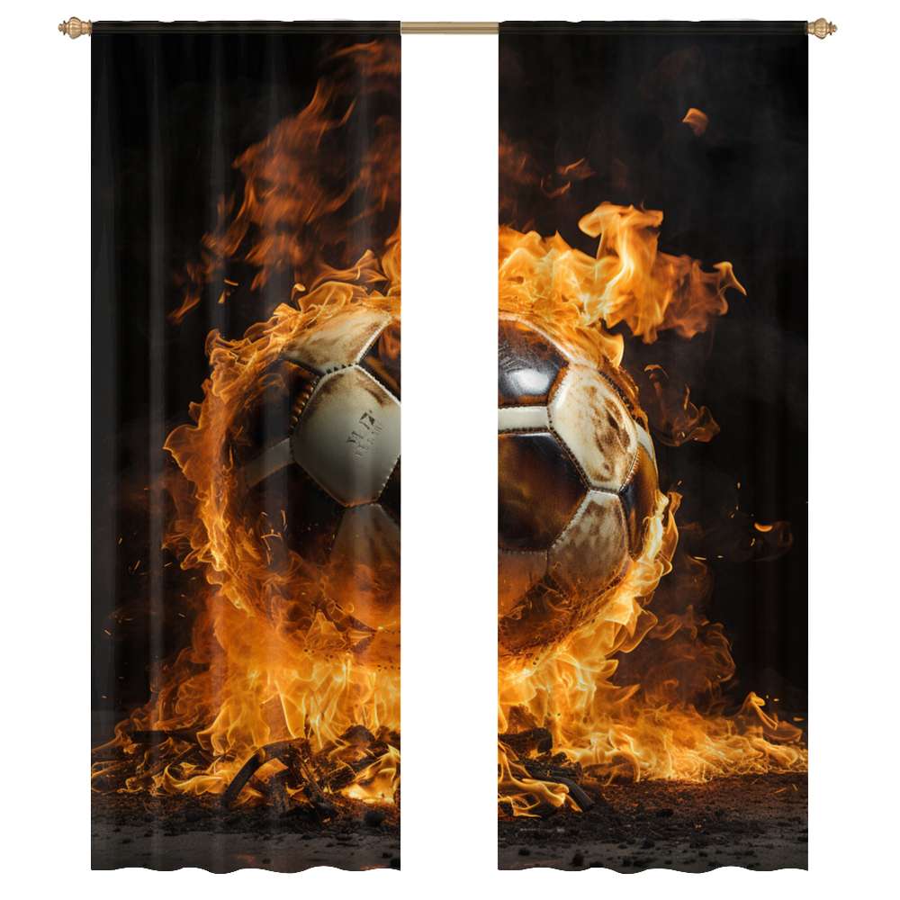 Soccer Ball Watercolor Sheer Window Curtains for Living Room Kitchen ...