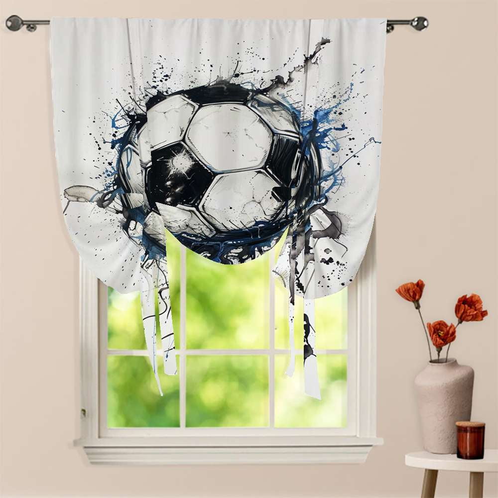 Soccer Ball Watercolor Window Curtain for Living Room Roman Curtain ...