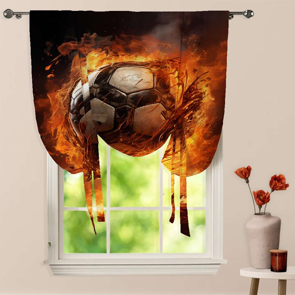 Soccer Ball Watercolor Window Curtain for Living Room Roman Curtain ...
