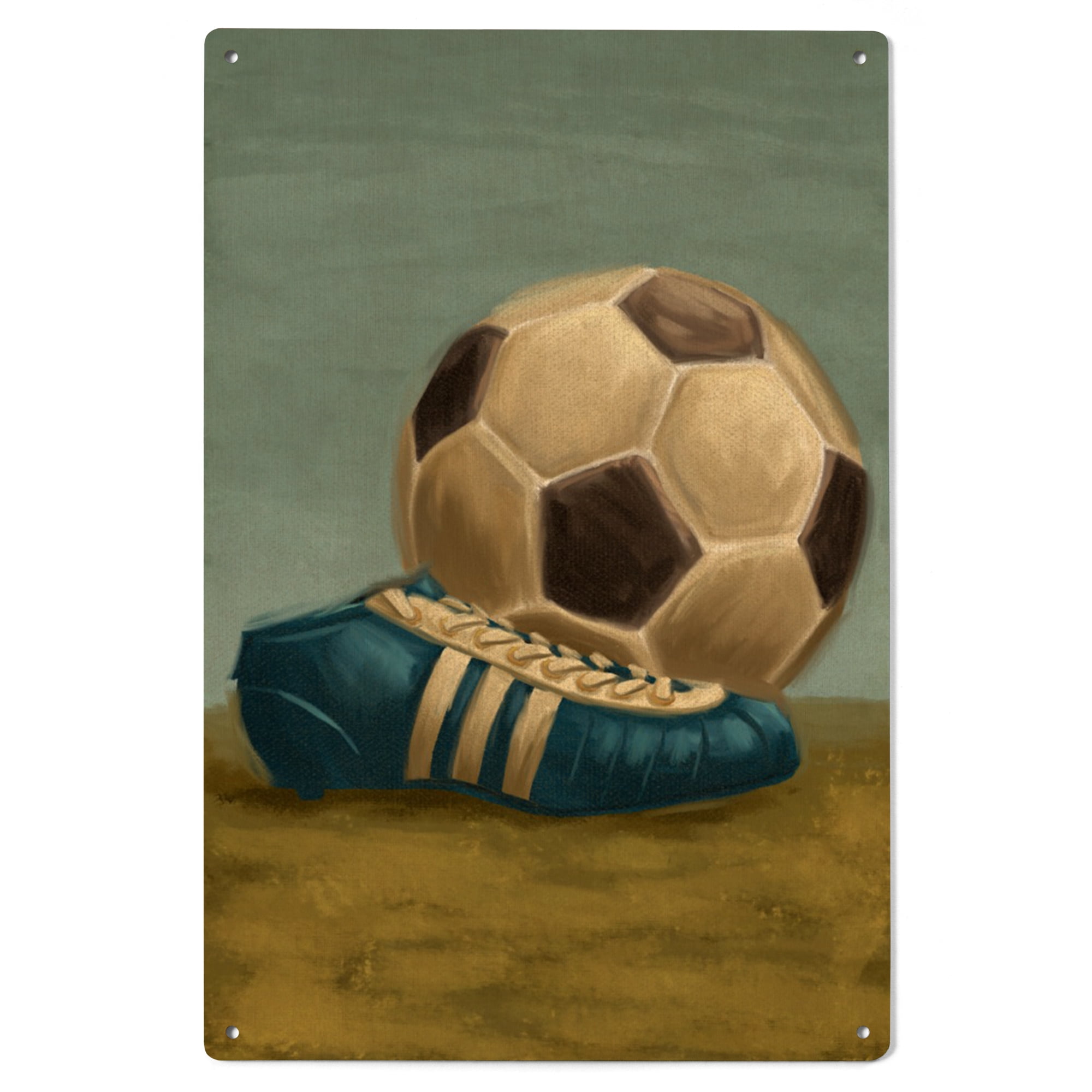 Soccer Ball and Cleat, Oil Painting Birch Wood Wall Sign (6x9 Rustic ...