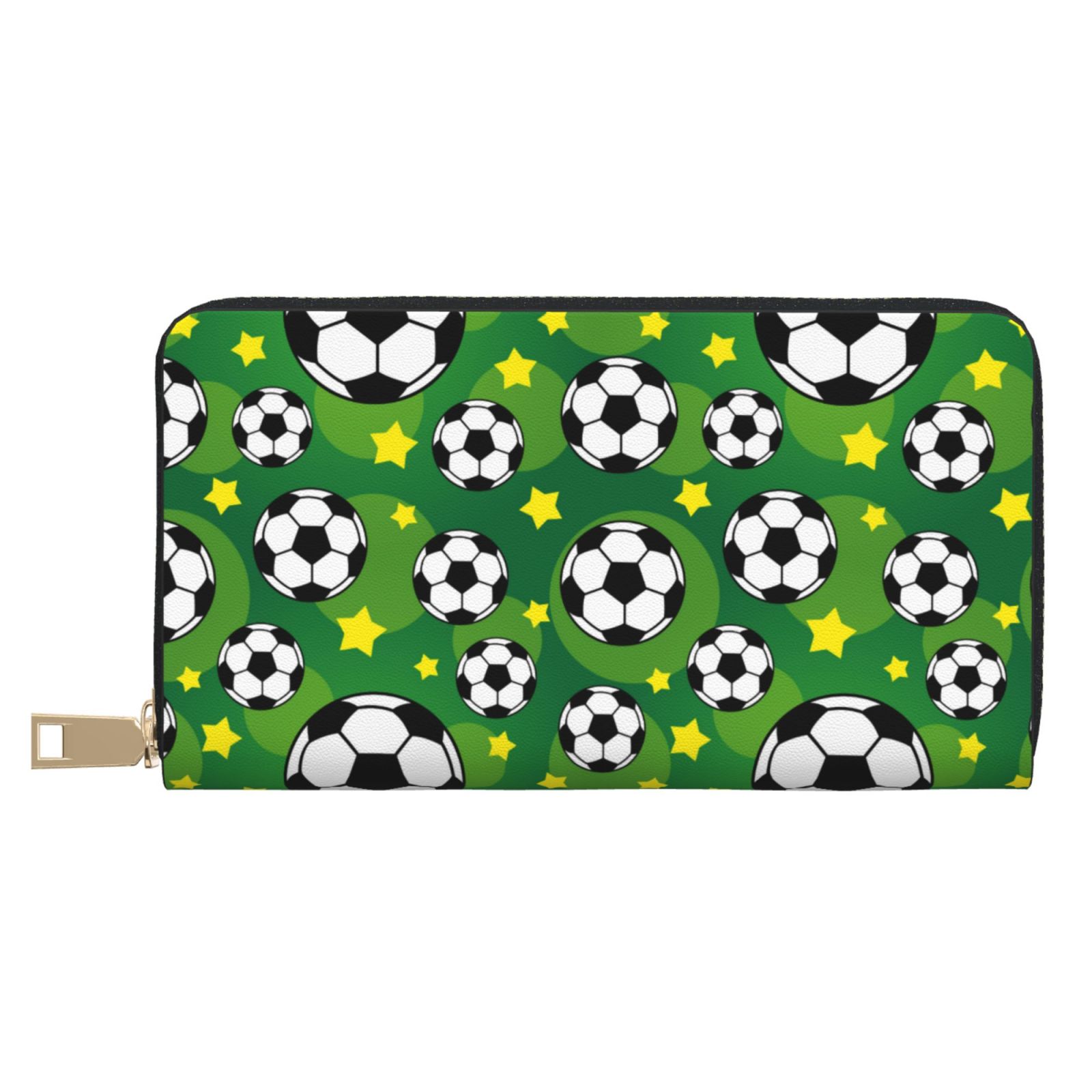 Soccer Ball golden star green Wallet Women, Leather Bifold Multi Card ...