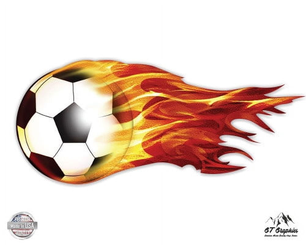 Soccer Ball on Fire Flames - 12" Vinyl Sticker Waterproof Decal ...