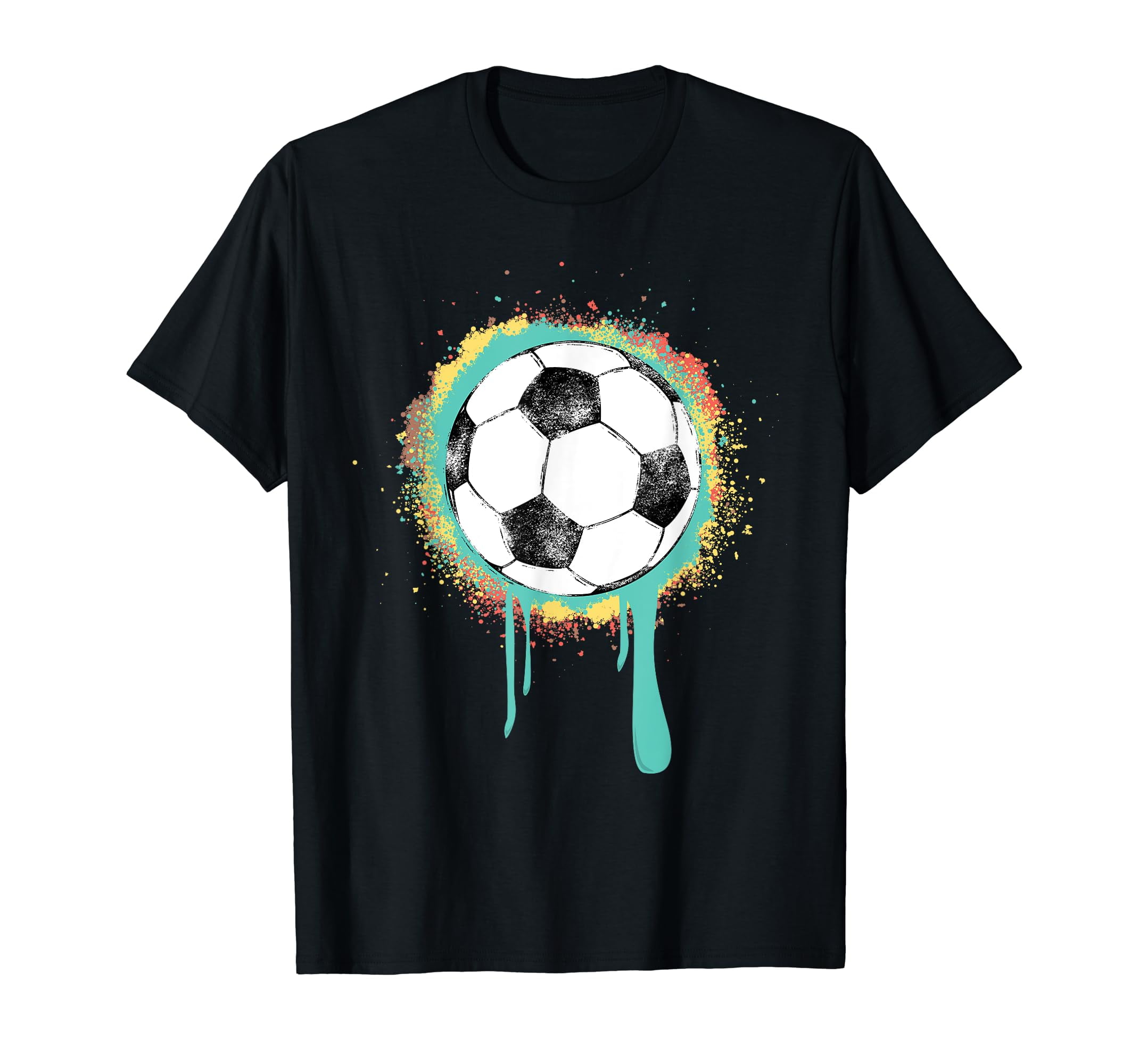 Soccer Ball with Retro Vintage Graffiti Paint Design Graphic T-Shirt - Walmart.com