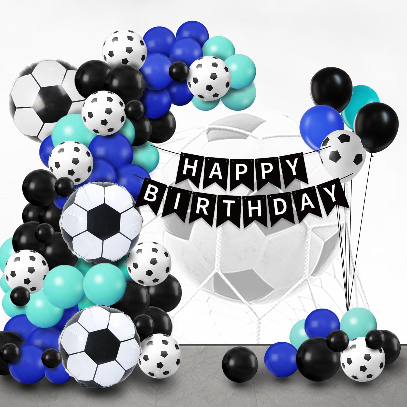 Soccer Balloon Arch FEV6 Kit, Football Balloon Arch Kit with 4D Football Foil Balloons, Royal ...
