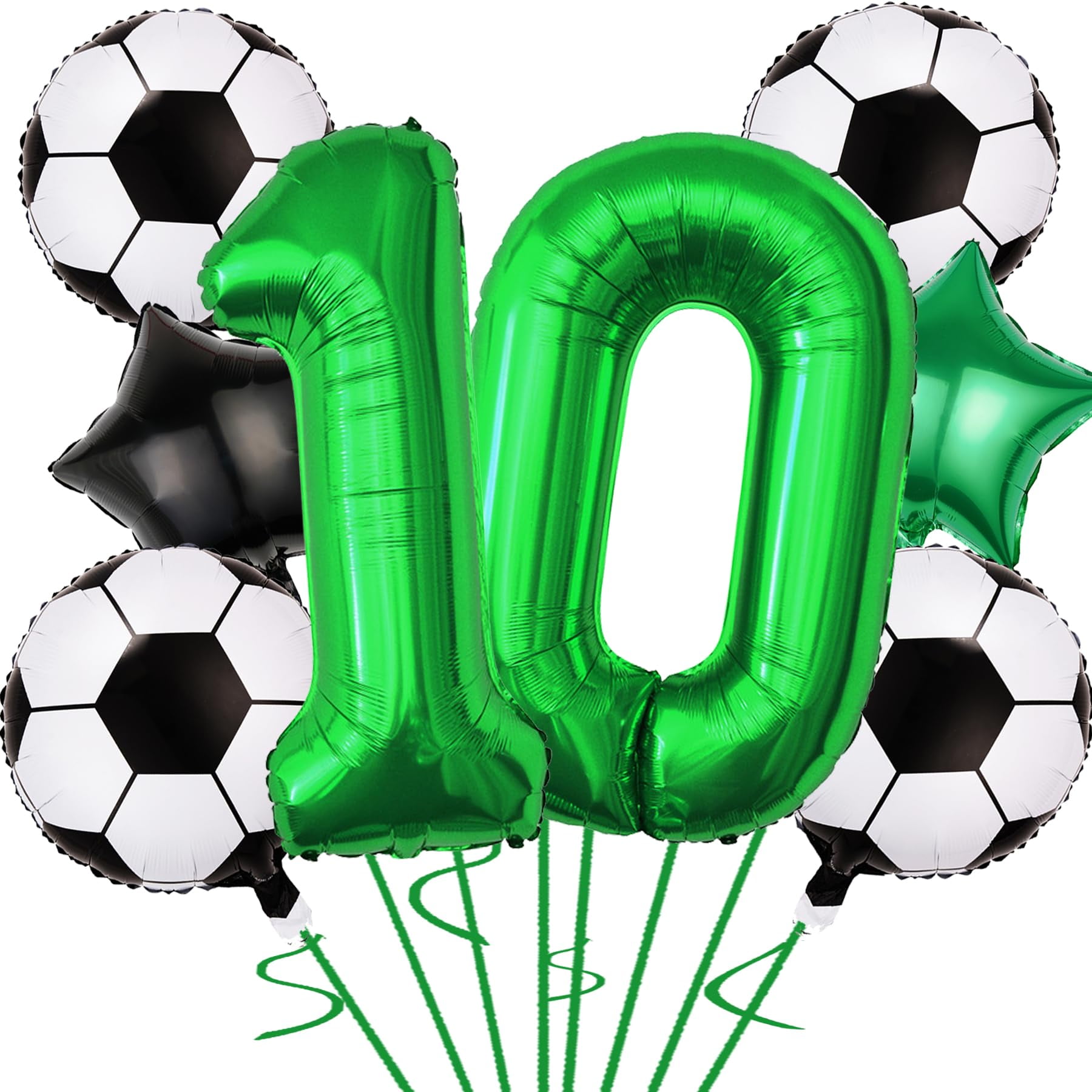 Soccer Balloons 10th Birthday STF9 Decoration,32 Inch Green Number 10 ...