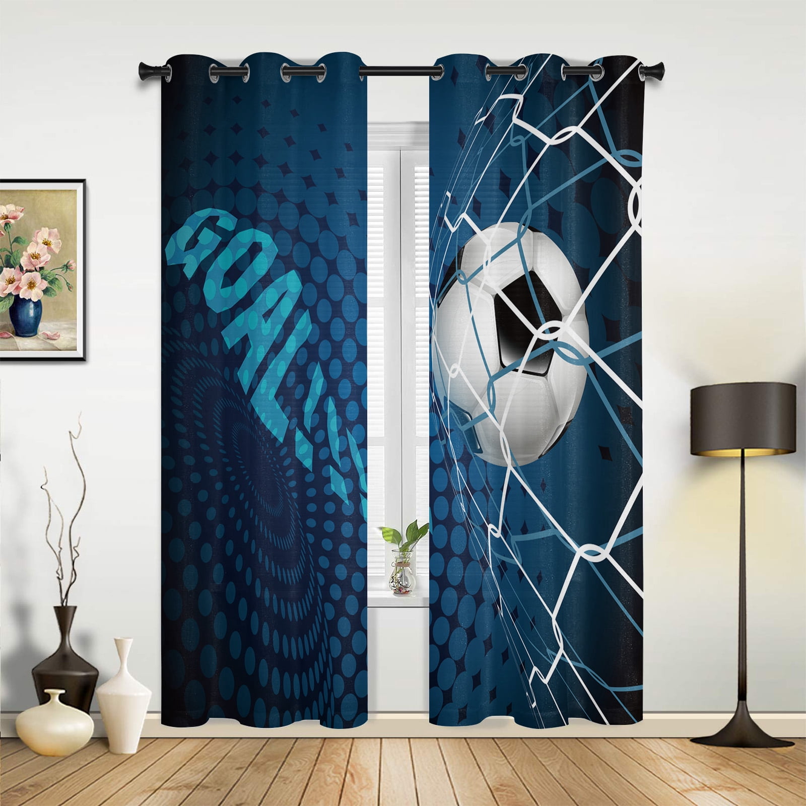 Soccer Balls Football Design Curtains for Bedroom Living Room Drapes ...