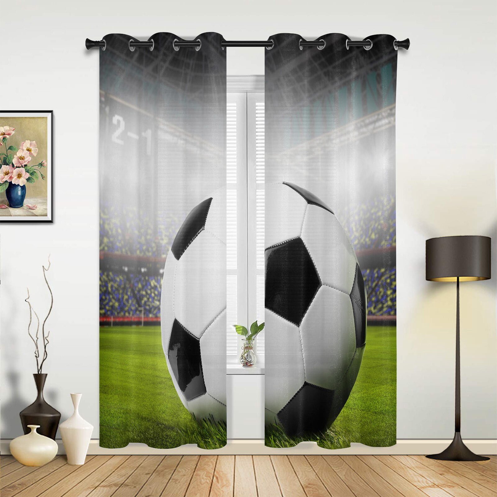 Soccer Balls Football Design Curtains for Bedroom Living Room Drapes ...