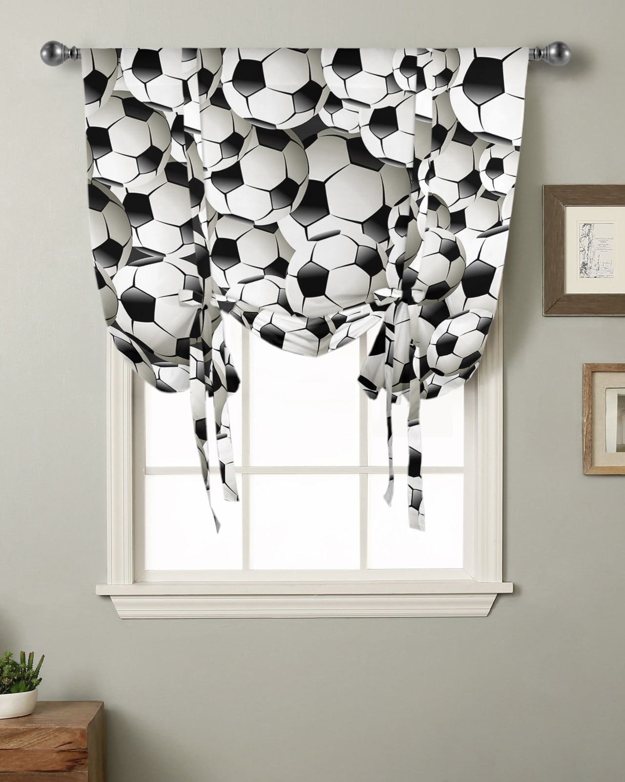 Soccer Balls Football Window Curtain for Living Room Roman Curtains for ...