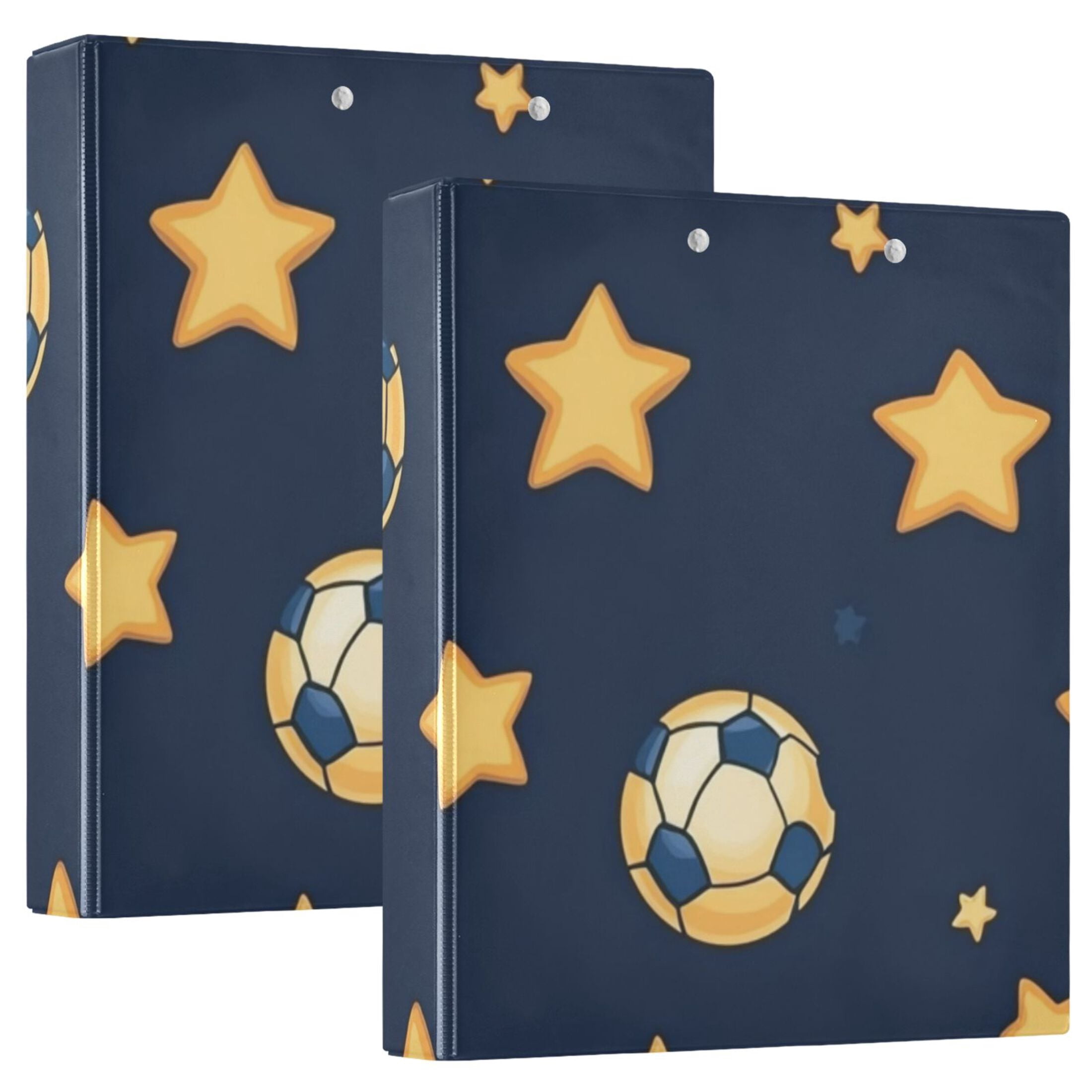 Soccer Balls with Stars Round Ring Binder 3 Rings 1.5" Capacity File ...
