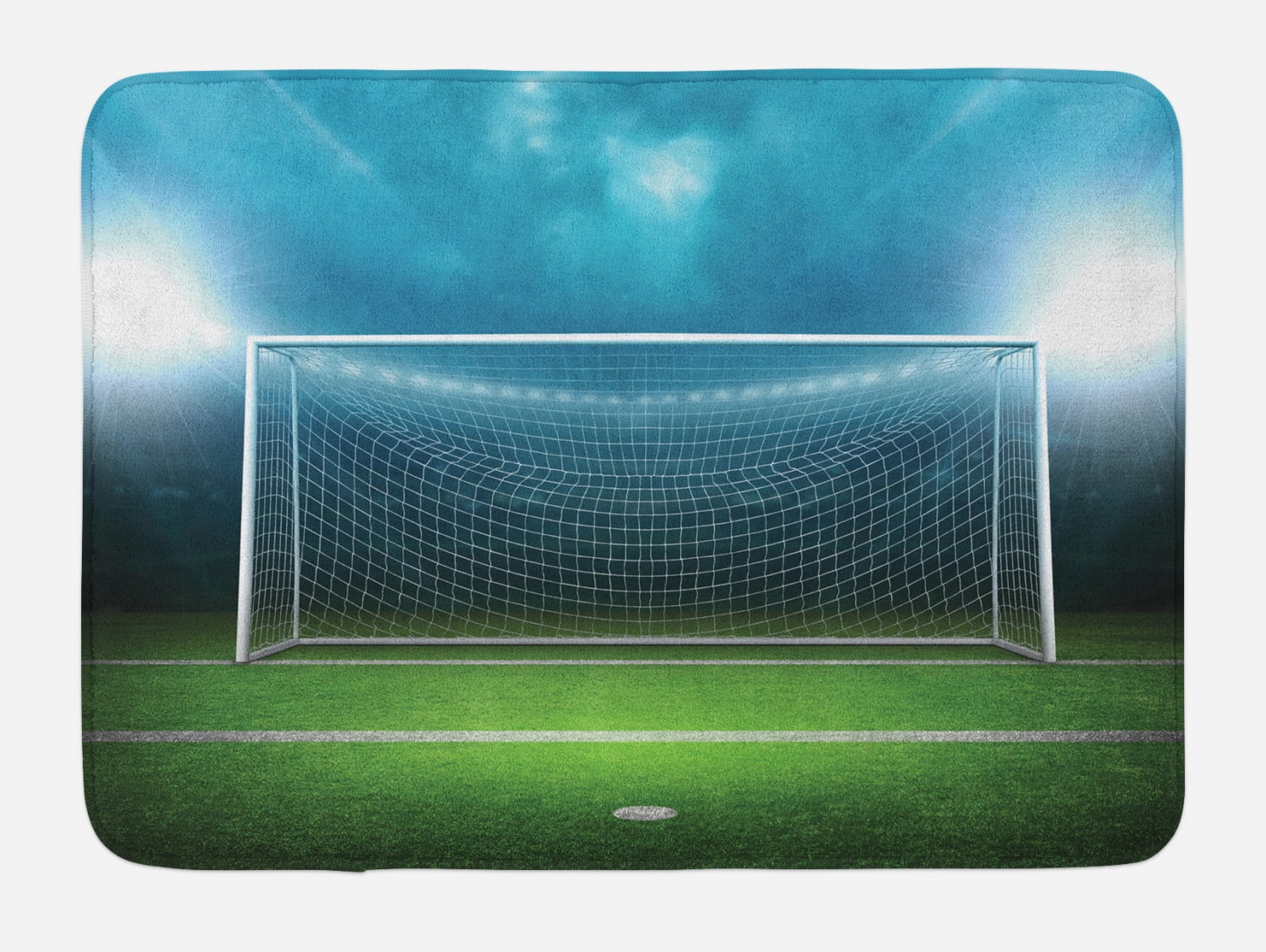 Soccer Bath Mat, Soccer Goal Post Sports Area Winner Loser Line ...