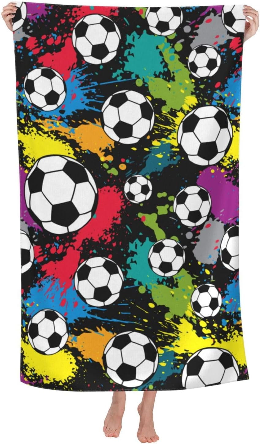 Soccer Beach Towel Soft and Quick Dry Large Microfiber Bath Towels Sand ...