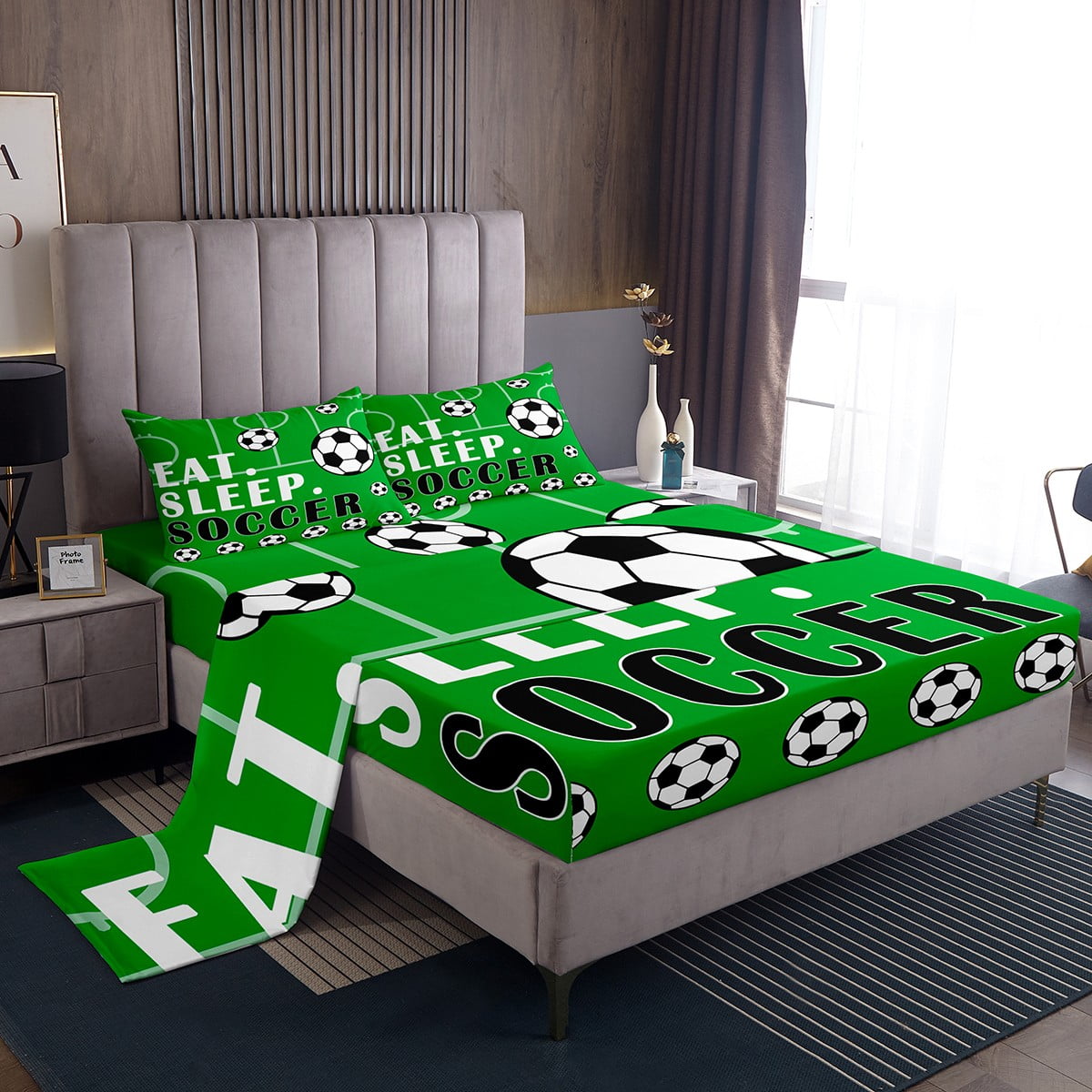 Soccer Bed Sheets King Sports Bedding Sets for Boys Girls Football ...
