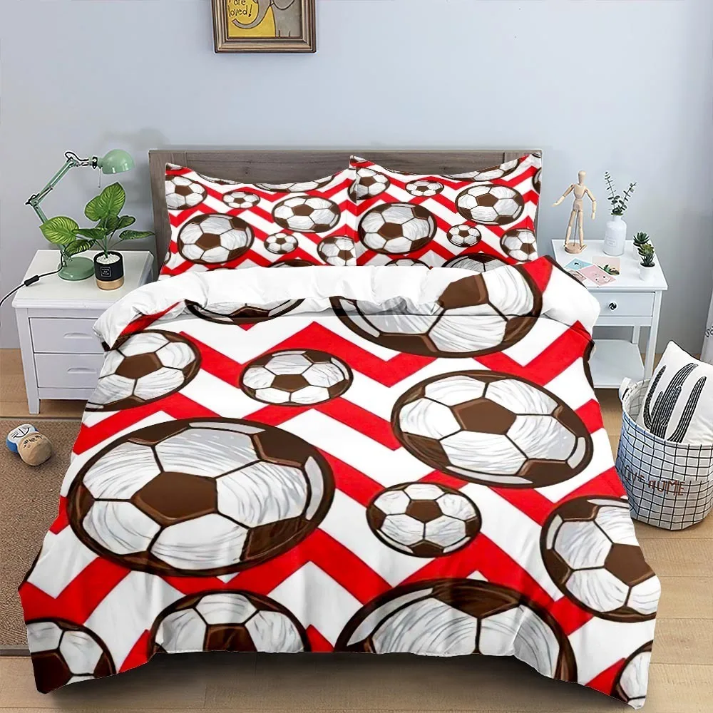 Soccer Bedding 3 Piece Comforter Set with 2 Pillowcases Bed 3D Football ...