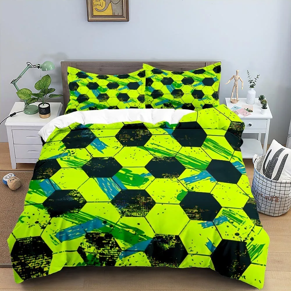 Soccer Bedding 3 Piece Comforter Set with 2 Pillowcases Bed 3D Football ...