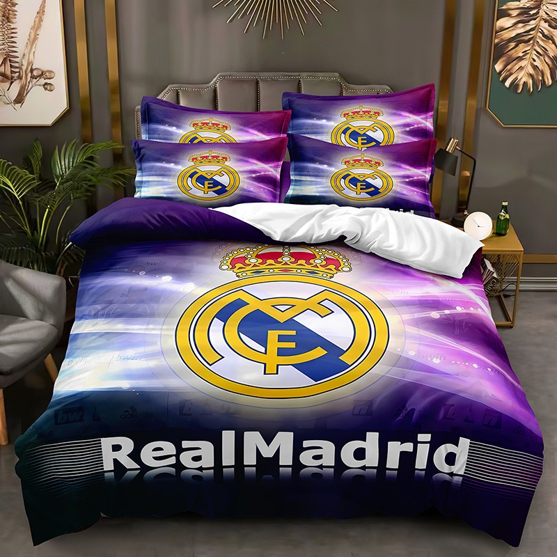 Soccer Bedding Set 3 Piece Football Comforter Set Football Team Emblem ...