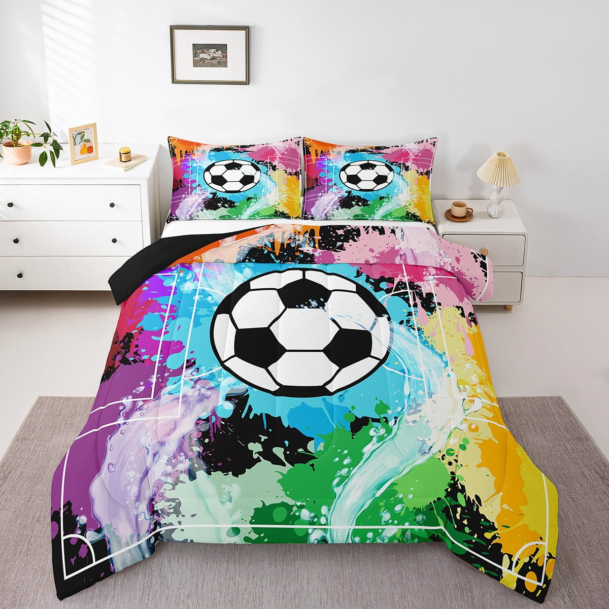 Soccer Bedding Set s,Football Field Comforter Set Teens,Soccer Ball ...