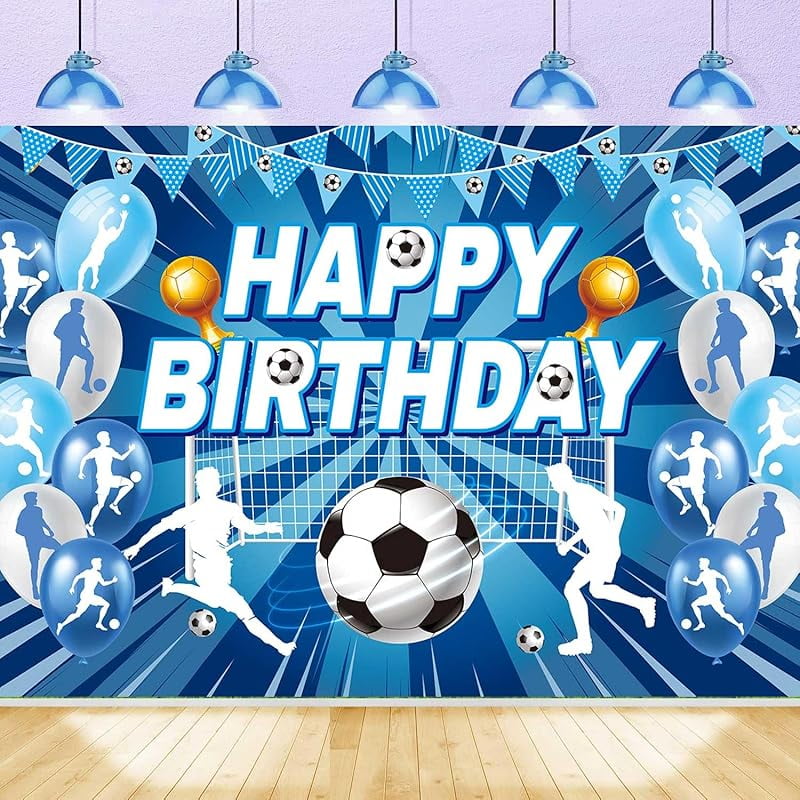 Soccer Birthday Backdrop Blue Soccer Happy Birthday Photography ...