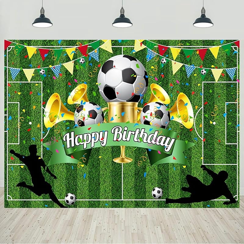Soccer Birthday Backdrop Football Field Confetti Photography Background ...